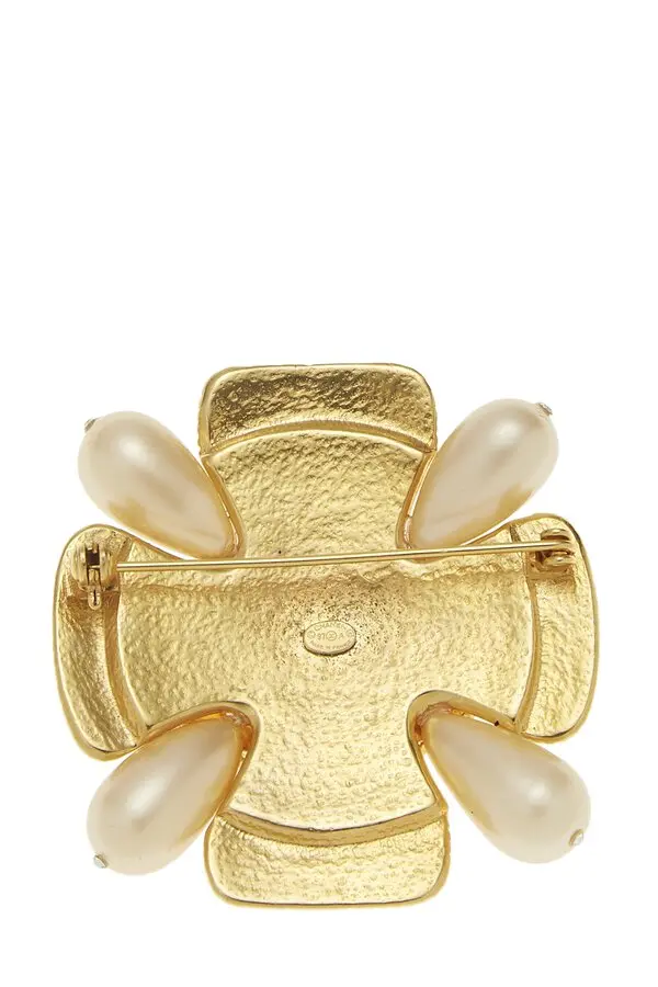Chanel Pearl Gripoix Cross Pin