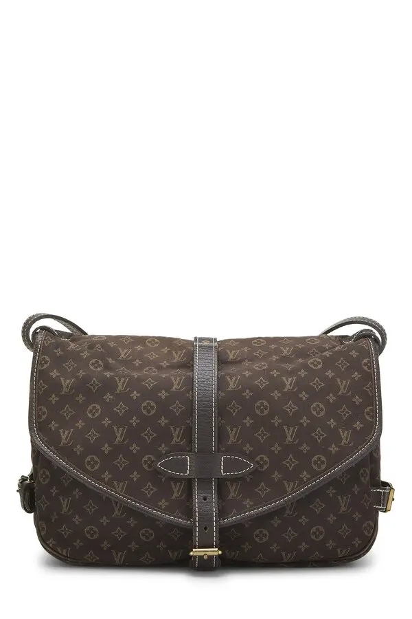 LOUIS VUITTON Monogram Mini Lin Saumur - Brown