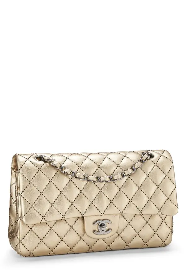 Chanel Metallic Quilted Lambskin Classic Double Flap Medium