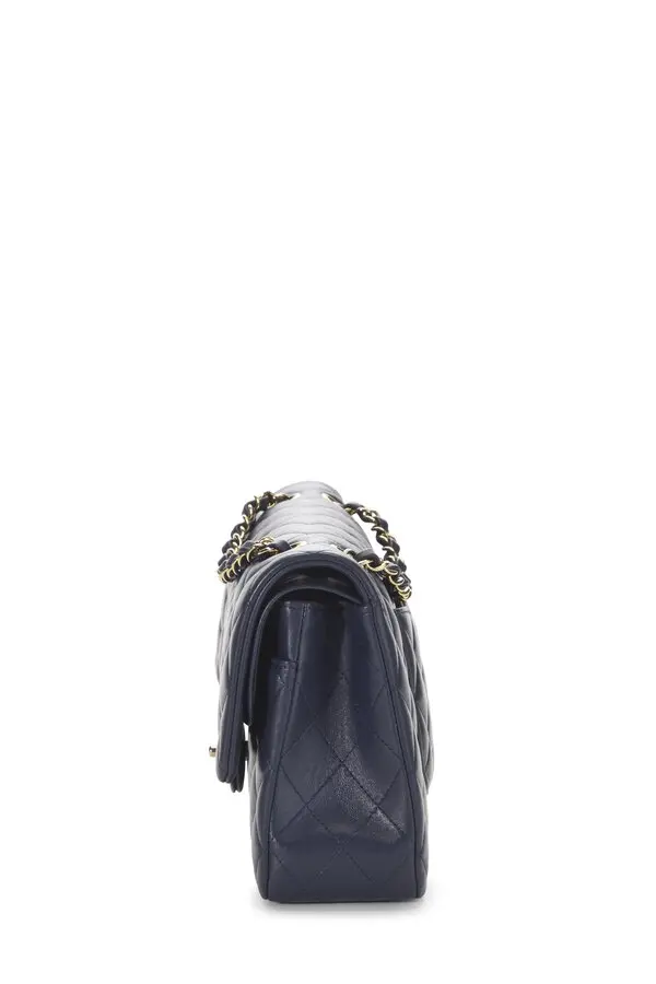 Chanel Classic Double Flap Medium Quilted Lambskin Shoulder Bag - Navy