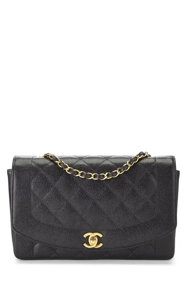 Chanel Quilted Caviar Diana Flap Bag - Black
