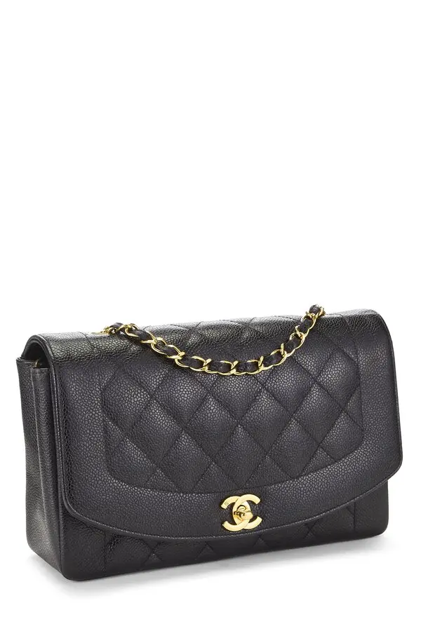 Chanel Quilted Caviar Diana Flap Bag - Black