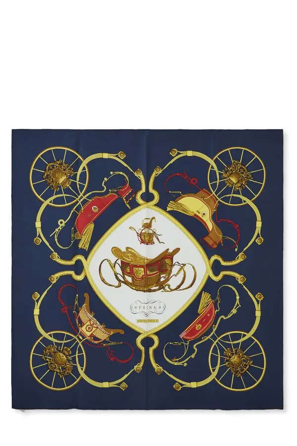 Hermès Multicolor 'springs' Silk Scarf 90 - Navy