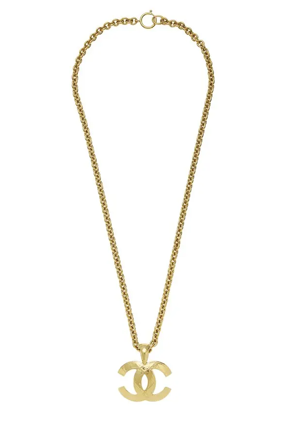 Chanel Quilted 'cc' Logo Necklace - Gold