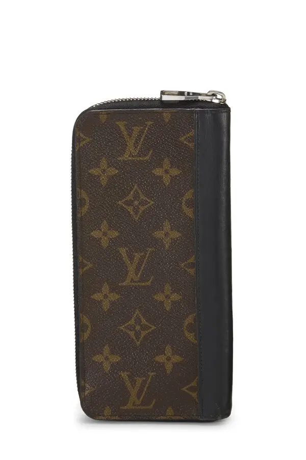 LOUIS VUITTON Monogram Canvas Macassar Zippy Vertical Wallet - Black