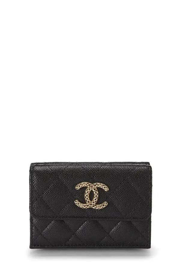 Chanel Caviar Compact Wallet - Black