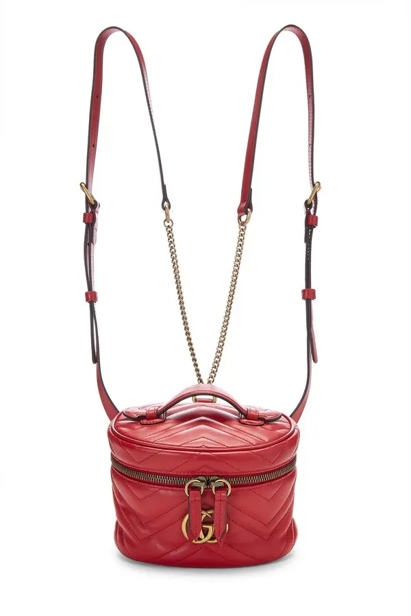 Gucci Leather Gg Marmont Backpack - Red