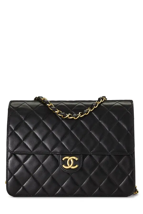 Chanel Quilted Lambskin Ex Flap Shoulder Bag - Black