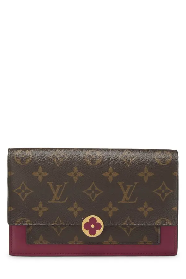 LOUIS VUITTON Raspberry Monogram Canvas Flore Wallet On Chain - Pink