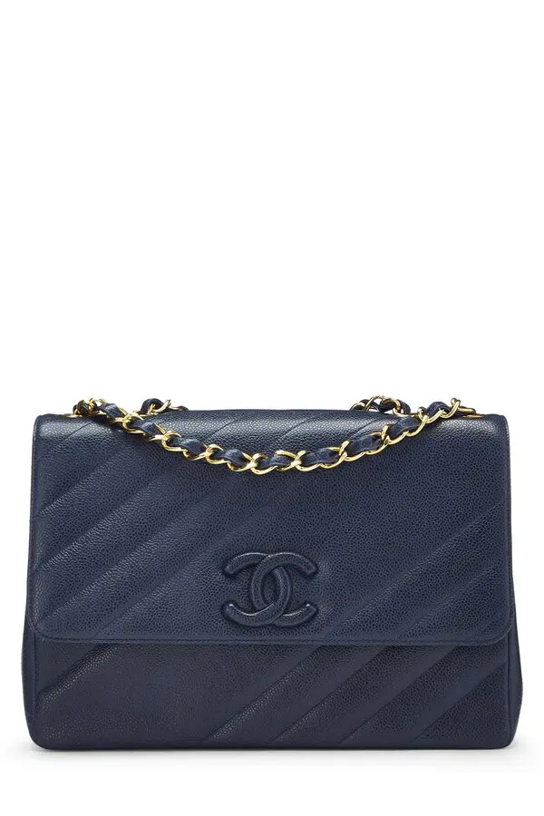 Chanel Caviar Diagonal Flap - Blue
