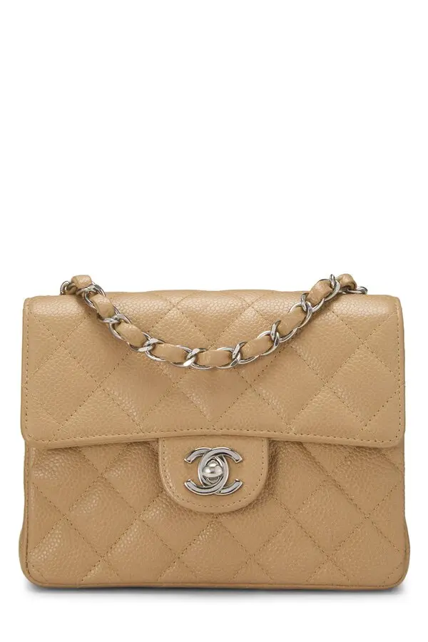 Chanel Quilted Caviar Half Flap - Beige