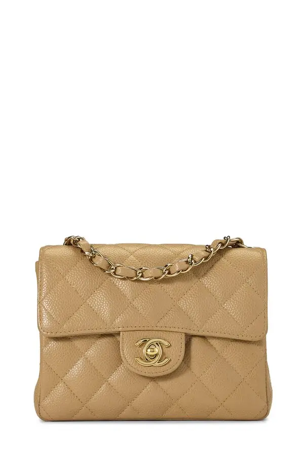 Chanel Quilted Caviar Half Flap - Beige