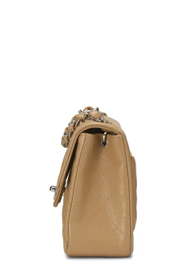 Chanel Quilted Caviar Half Flap - Beige