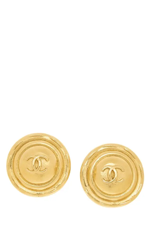 Chanel Round 'cc' Logo Earrings - Gold