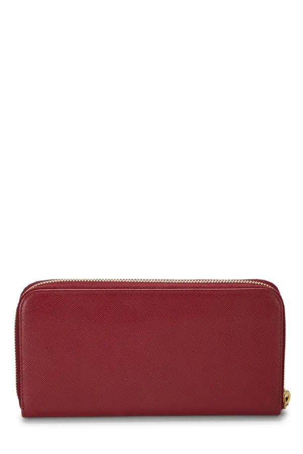 Prada Saffiano Zip Around Wallet - Red