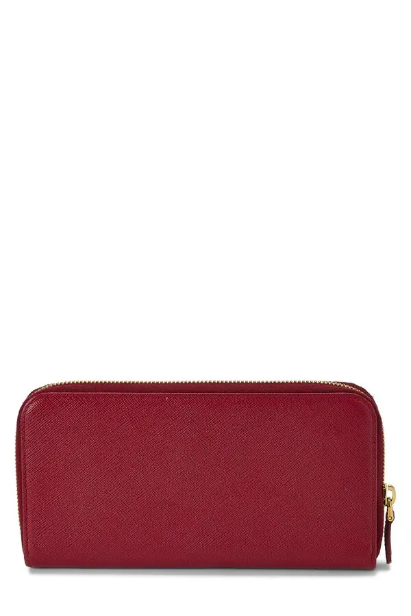 Prada Saffiano Zip Around Wallet - Red