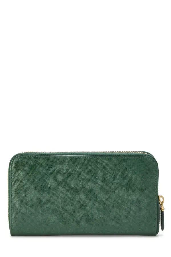 Prada Saffiano Zip Around Wallet - Green