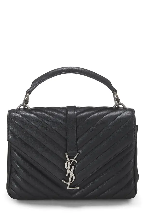 Saint Laurent Chevron Quilted Leather College Bag