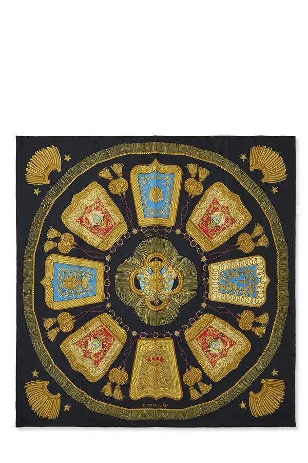 Hermès Multicolor 'poste Et Cavalerie' Silk Scarf 90