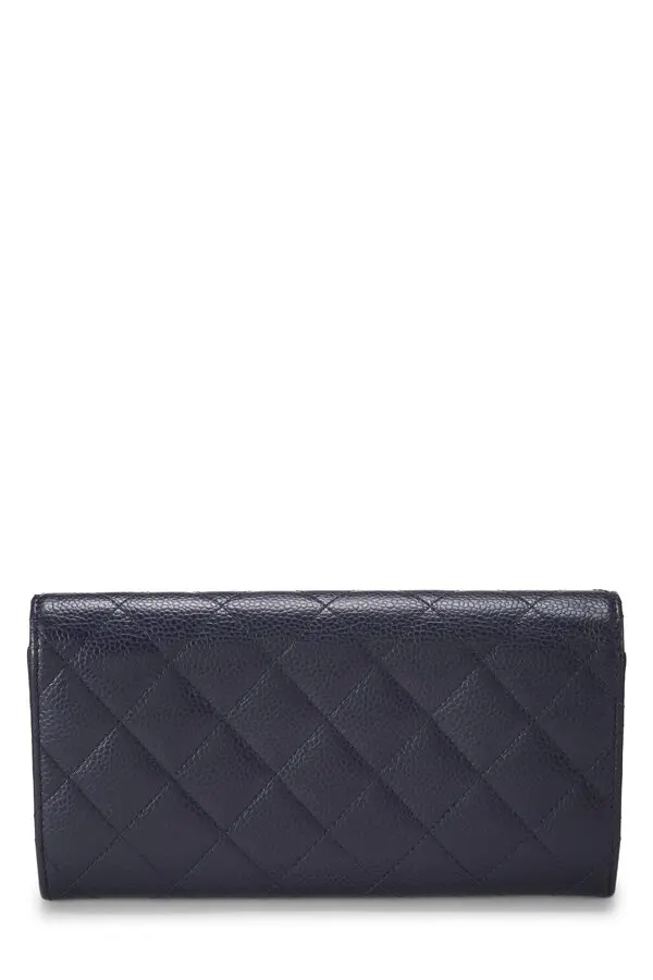 Chanel Caviar Classic Flap Wallet - Navy