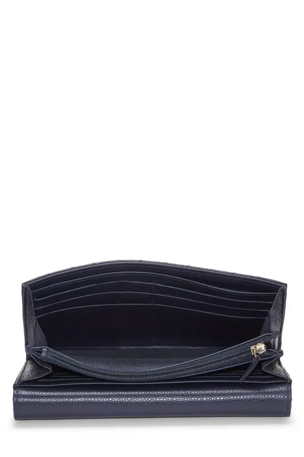 Chanel Caviar Classic Flap Wallet - Navy