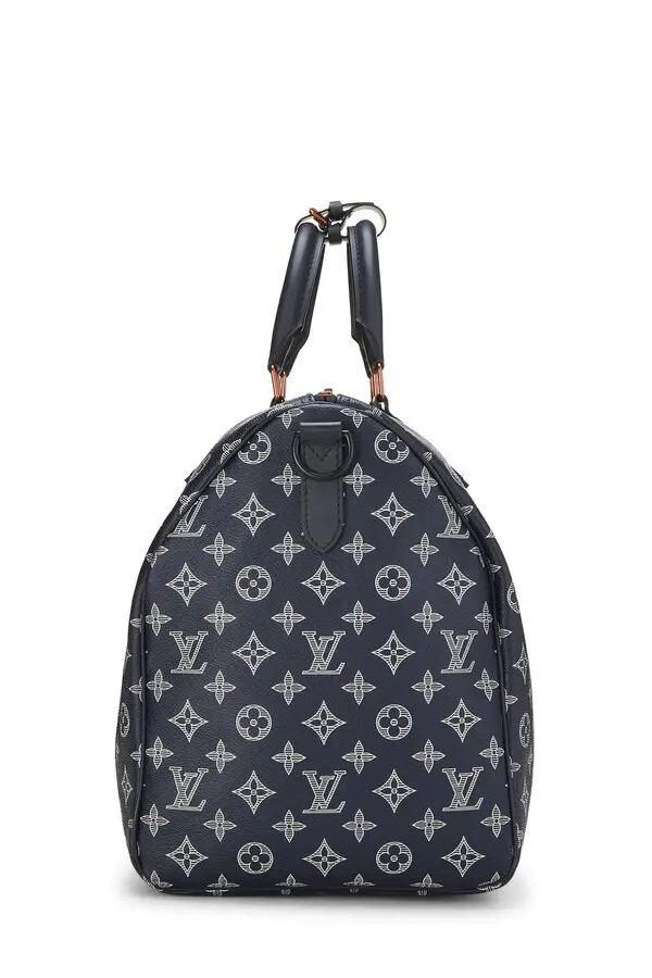 LOUIS VUITTON Kim Jones Monogram Upside Down Keepall Bandouliere 50 - Navy