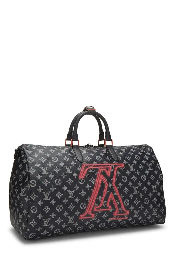LOUIS VUITTON Kim Jones Monogram Upside Down Keepall Bandouliere 50 - Navy