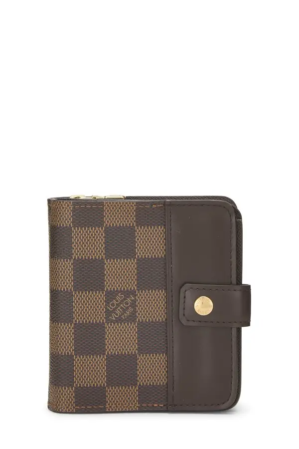 LOUIS VUITTON Damier Ebene Compact Zip Wallet - Brown