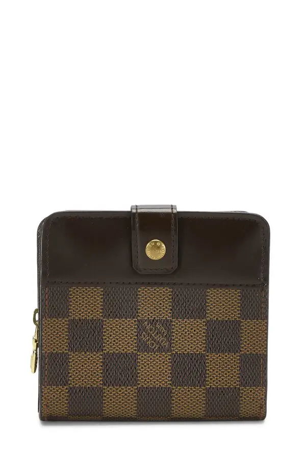 LOUIS VUITTON Damier Ebene Compact Zip Wallet - Brown