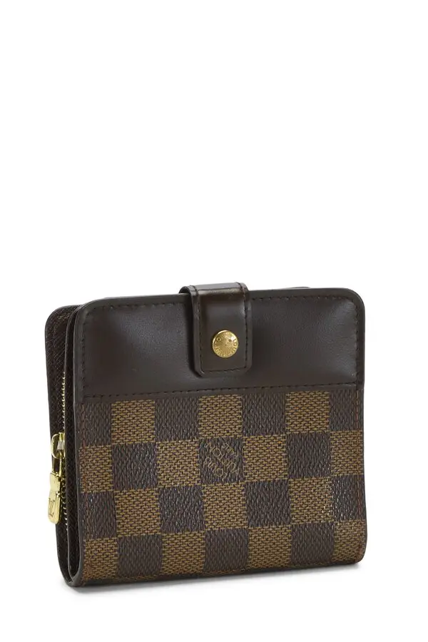 LOUIS VUITTON Damier Ebene Compact Zip Wallet - Brown