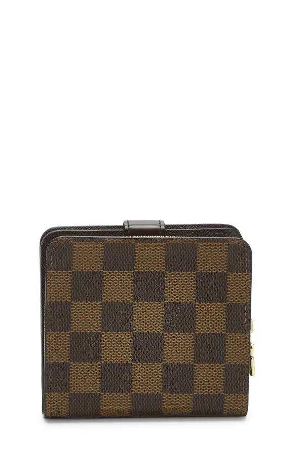 LOUIS VUITTON Damier Ebene Compact Zip Wallet - Brown