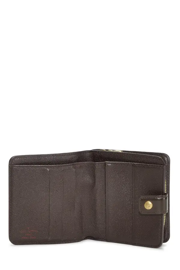 LOUIS VUITTON Damier Ebene Compact Zip Wallet - Brown