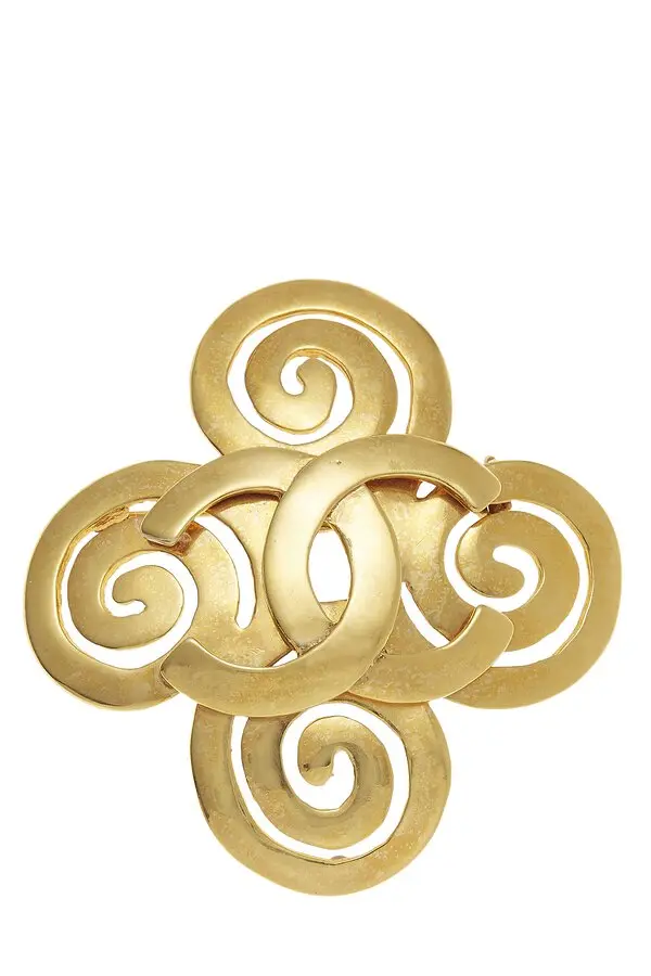 Chanel Cc Swirl Pin - Gold