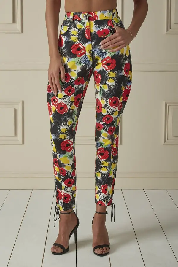 Chanel Printed High-waisted Denim Pants