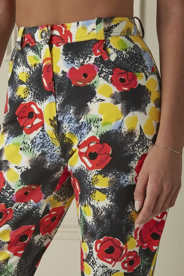 Chanel Printed High-waisted Denim Pants