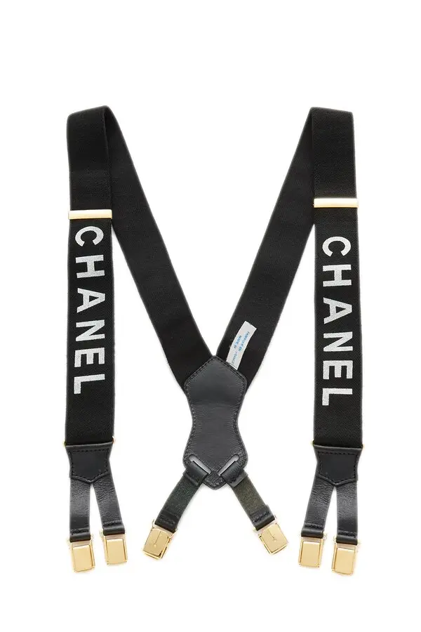 Chanel Elastic Logo Suspenders - Black