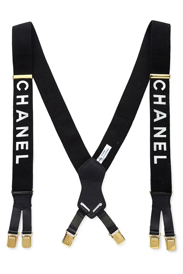 Chanel Elastic Logo Suspenders - Black