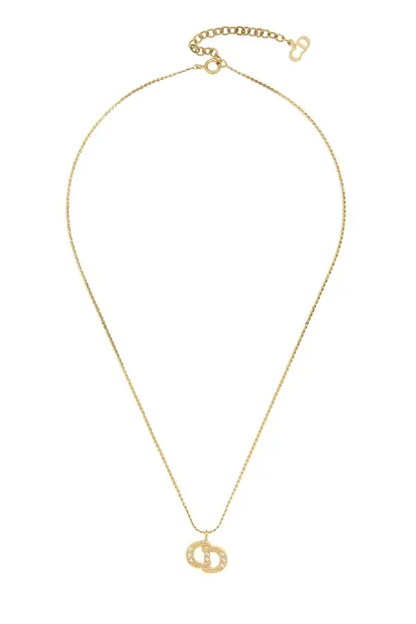 Dior Crystal 'cd' Charm Necklace - Gold