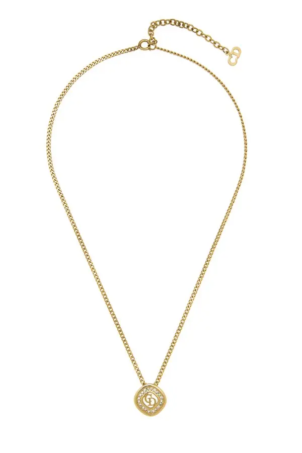 Dior Crystal 'cd' Charm Necklace - Gold