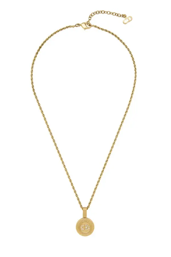 Dior Crystal 'cd' Charm Necklace - Gold