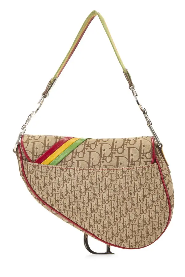 Dior Multicolor Trotter Canvas Rasta Saddle Bag