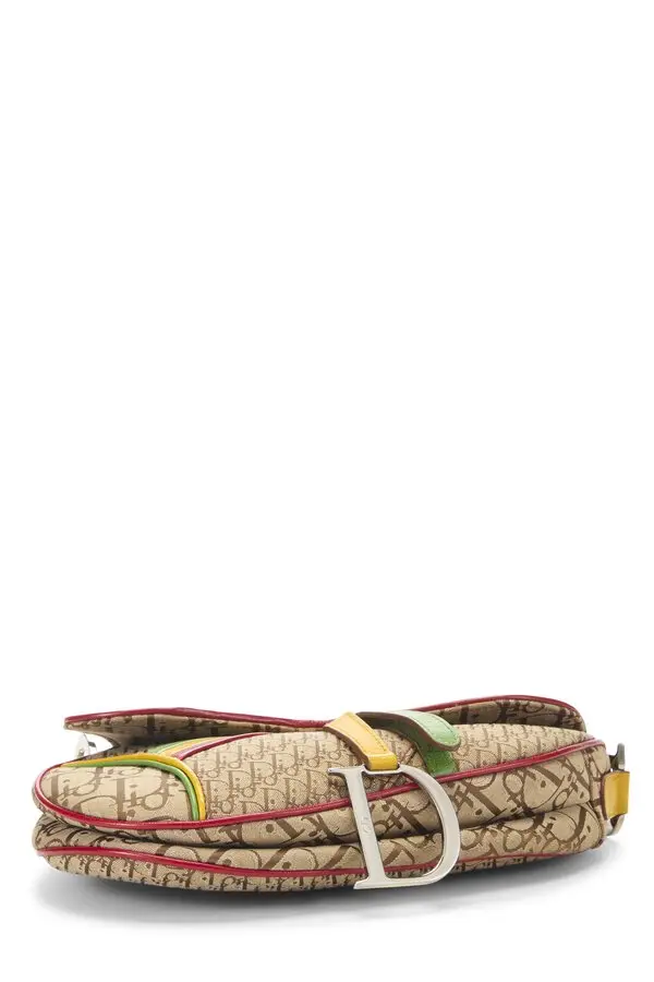 Dior Multicolor Trotter Canvas Rasta Saddle Bag