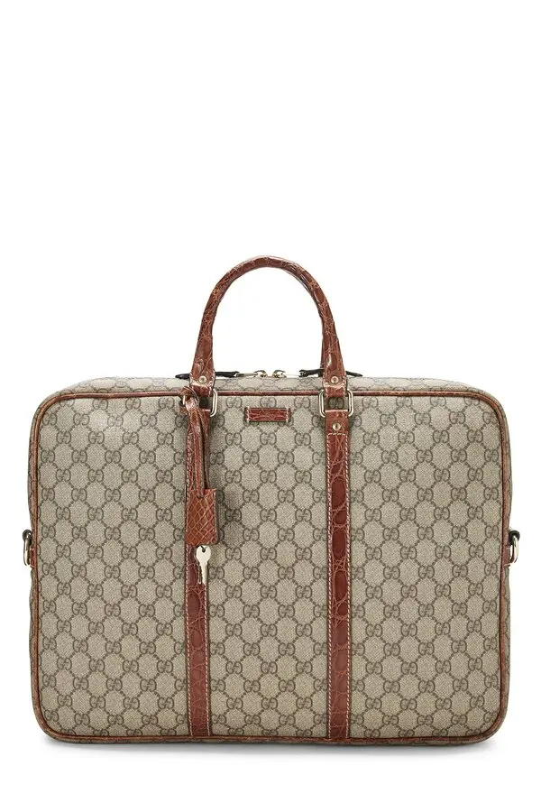 Gucci Gg Supreme Canvas Briefcase - Brown