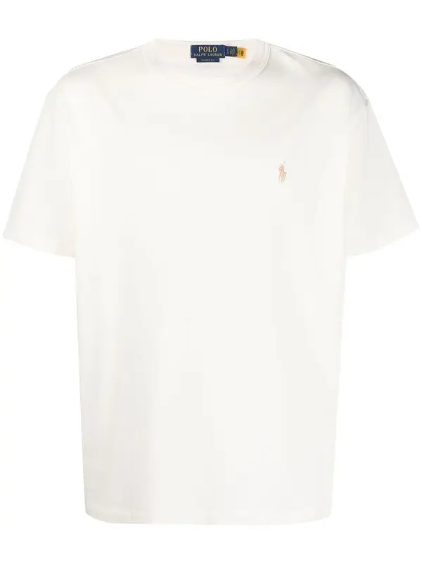 Polo Ralph Lauren Logo-embroidered Cotton T-shirt - Neutrals