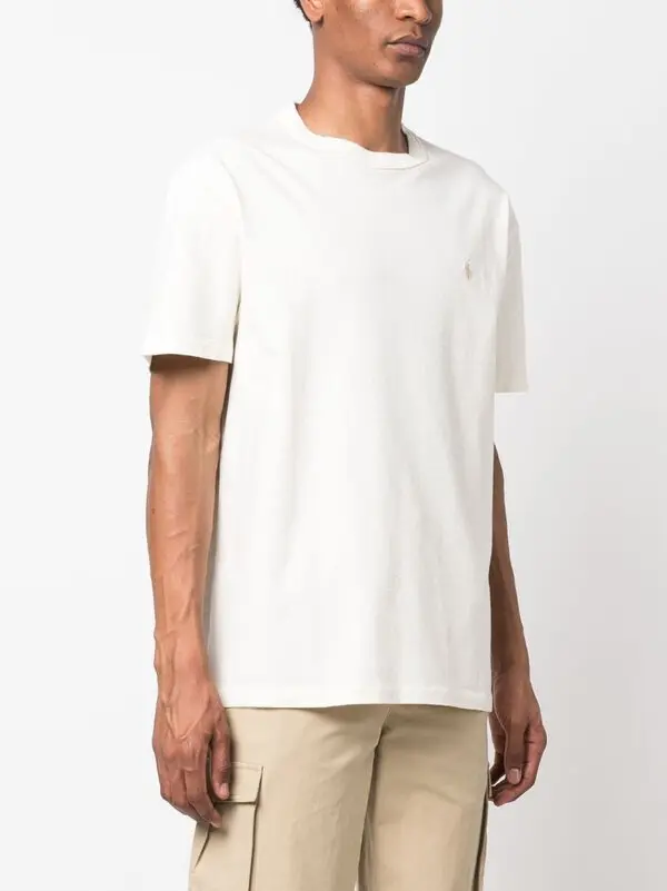 Polo Ralph Lauren Logo-embroidered Cotton T-shirt - Neutrals