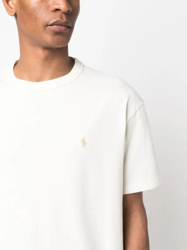 Polo Ralph Lauren Logo-embroidered Cotton T-shirt - Neutrals