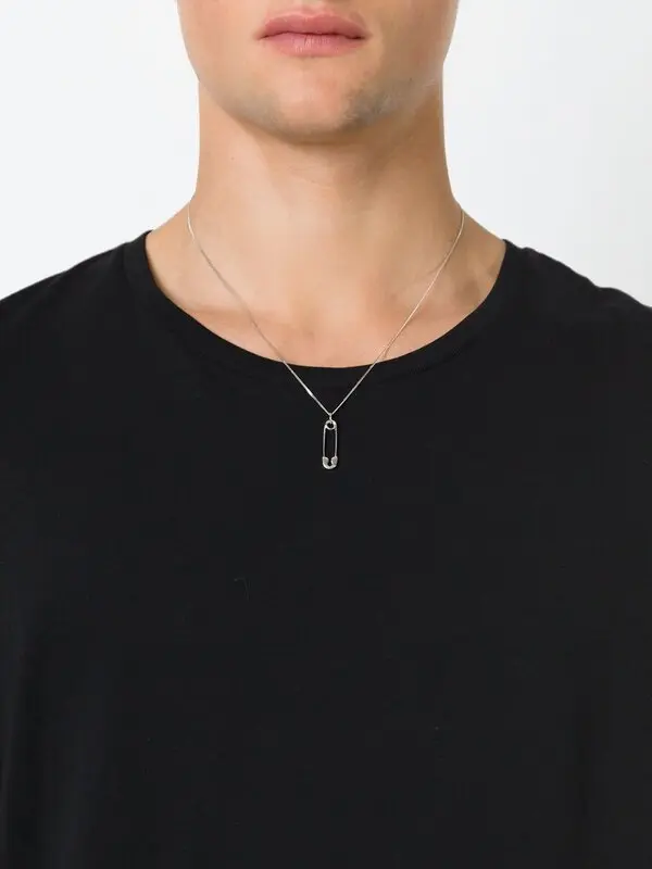 TRUE ROCKS Safety Pin Pendant Necklace - Metallic