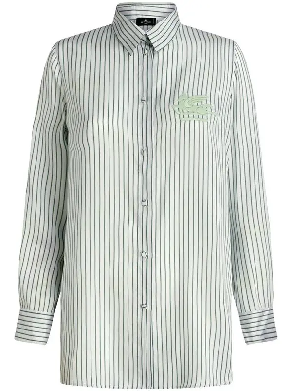 Etro Logo-embroidered Striped Shirt - Green