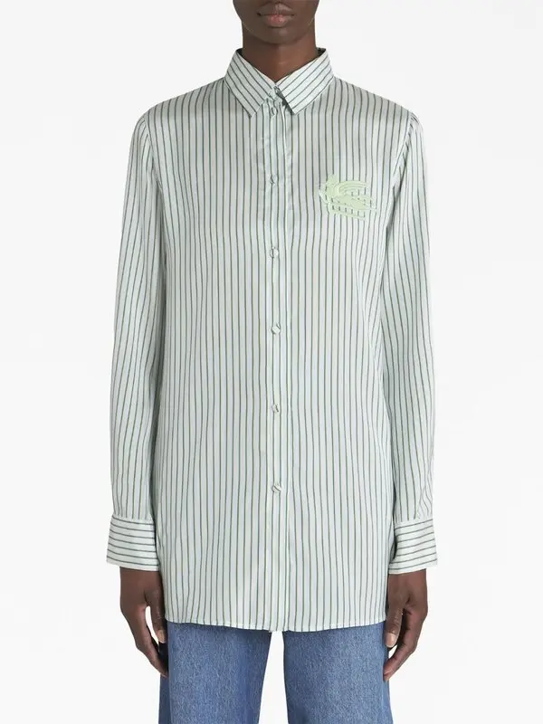 Etro Logo-embroidered Striped Shirt - Green