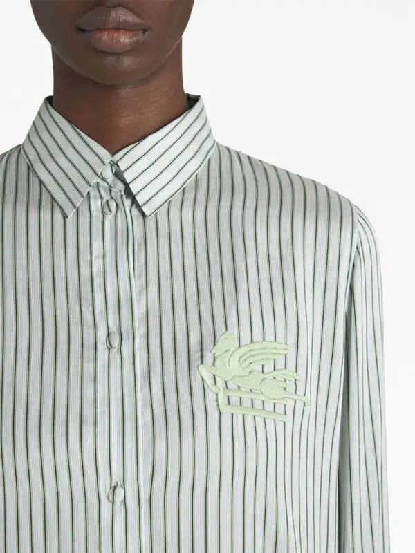 Etro Logo-embroidered Striped Shirt - Green